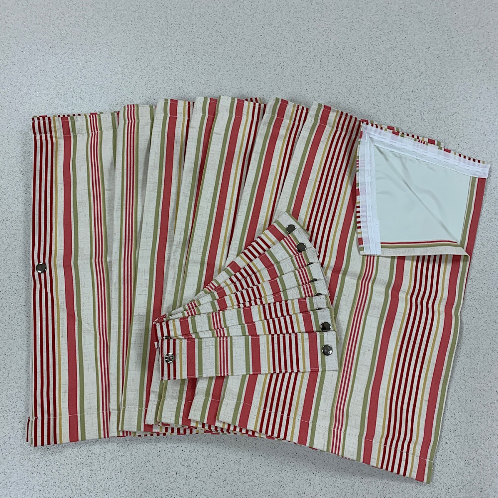 VW Splitscreen Curtains 8 Piece Set Sage and Rhubarb - Madmatz